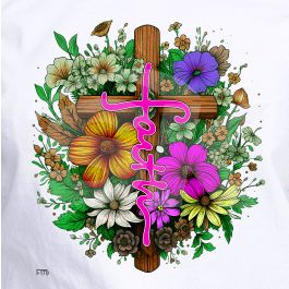 DTF-179 Cross Faith Flowers 10 x 11 Inches