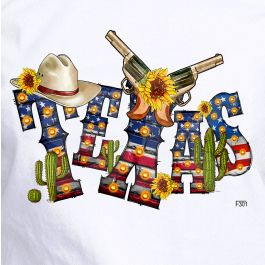 DTF-301 Texas Western Hat Gun and Cactus 10 x 8 Inches